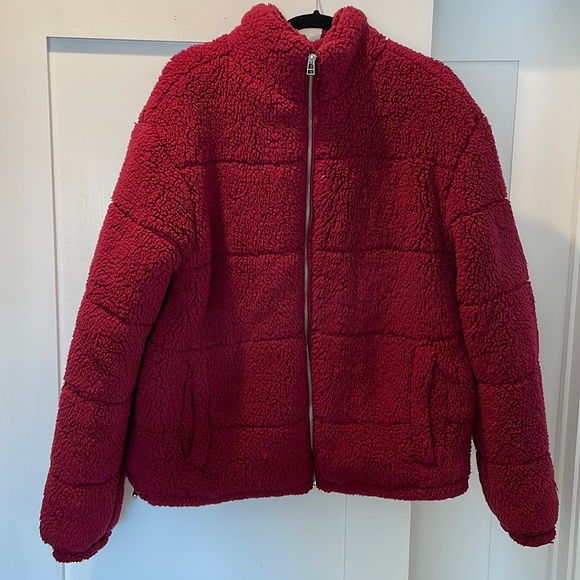 Urban Outfitters | Jackets & Coats | Urban Outfitters Maroon Fur Puffer ...